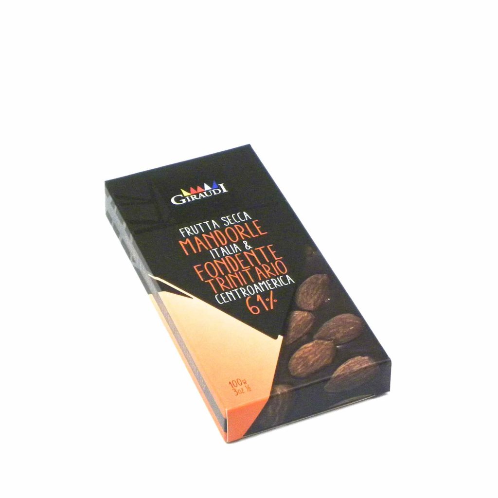 Giraudi 61% Dark Chocolate bar with 'Tuono' Sicilian Almonds 100 g ...